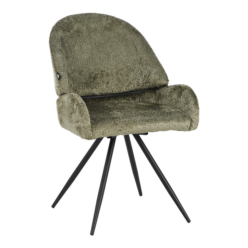 Scaun rotativ Morea bouclé în culoarea menta cu picioare metalice negr ...