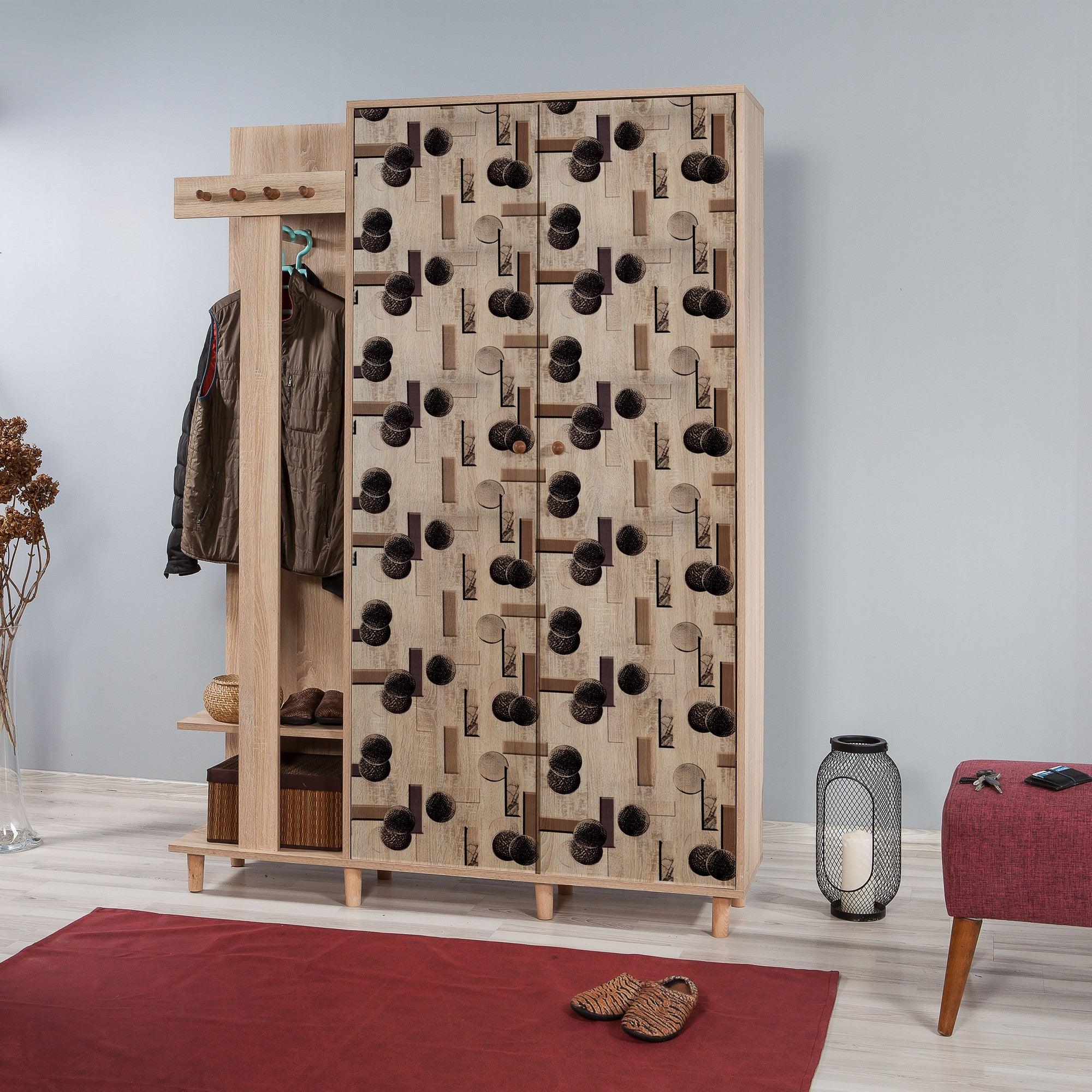 Cuier cu pantofar GARMANTO 135-200 Hall Stand 5, Stejar Sonoma, 194x36 ...