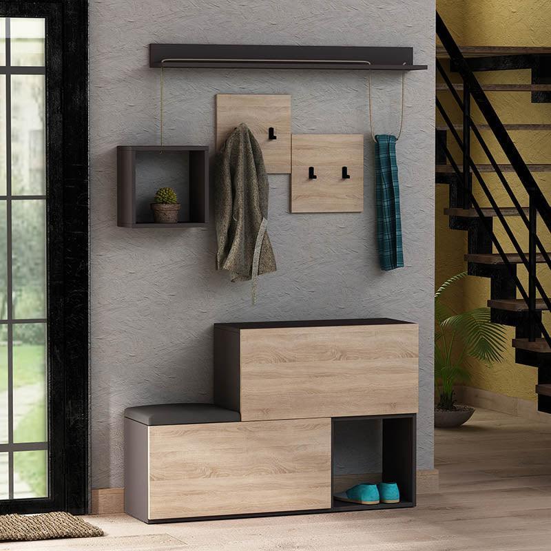 Cuier cu pantofar HOLDON, 12 perechi, Stejar, 120x38.3x87.5 cm – Adorehome