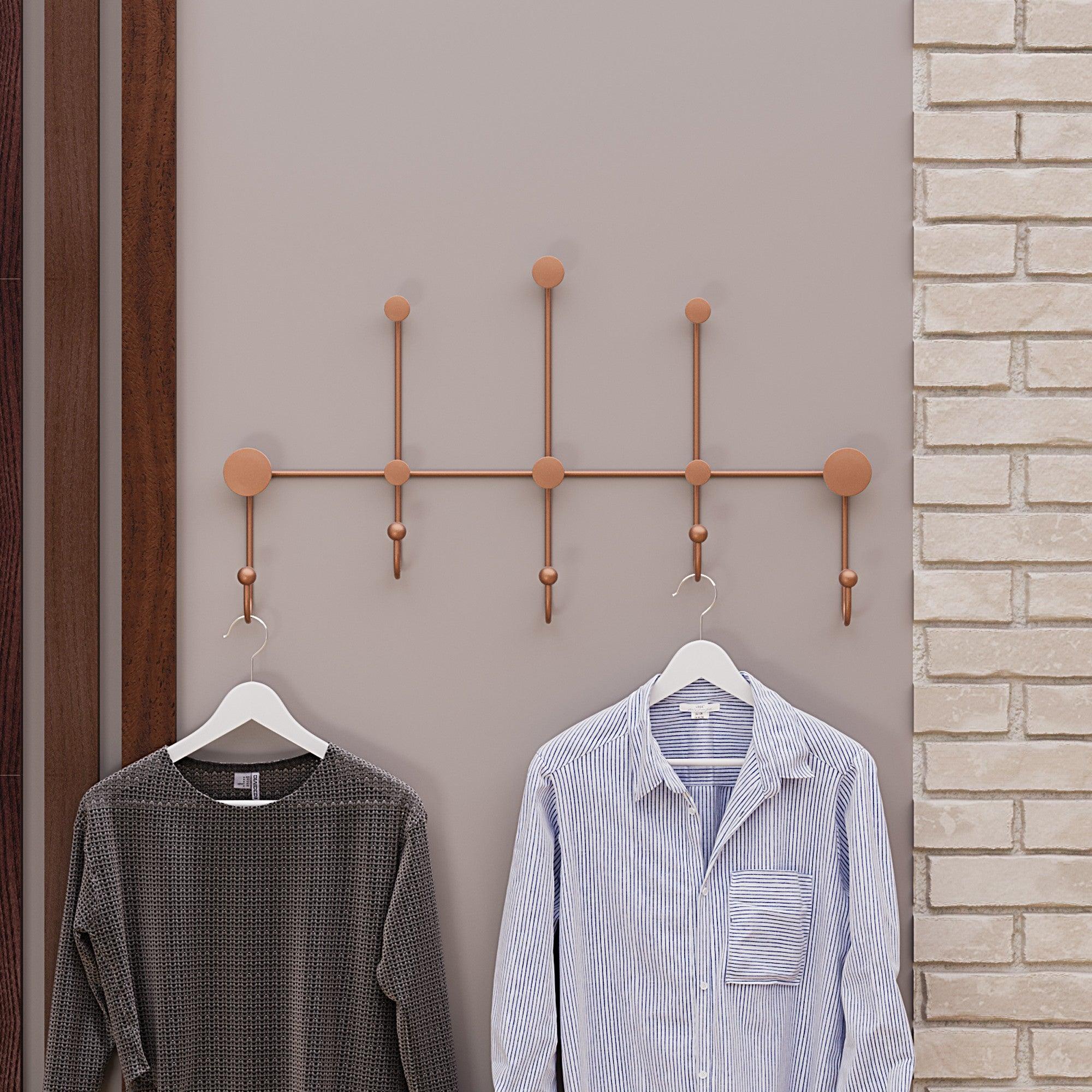 Cuier de hol metalic Metal Wall Hook Antonio 4, Cupru, 80x45x10 cm ...