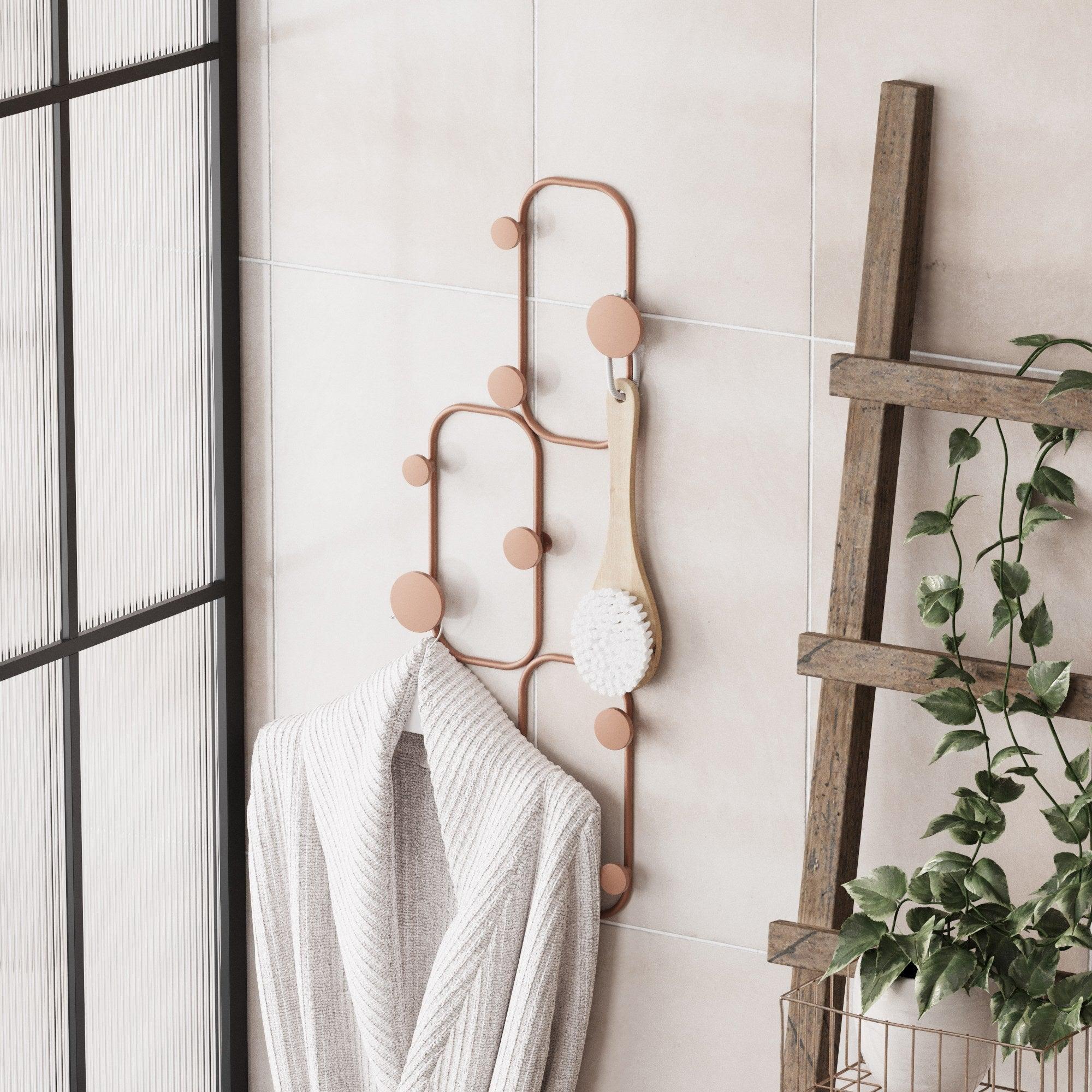 Cuier de hol metalic Metal Wall Hook Elegance 2, Cupru, 28x70x5 cm ...