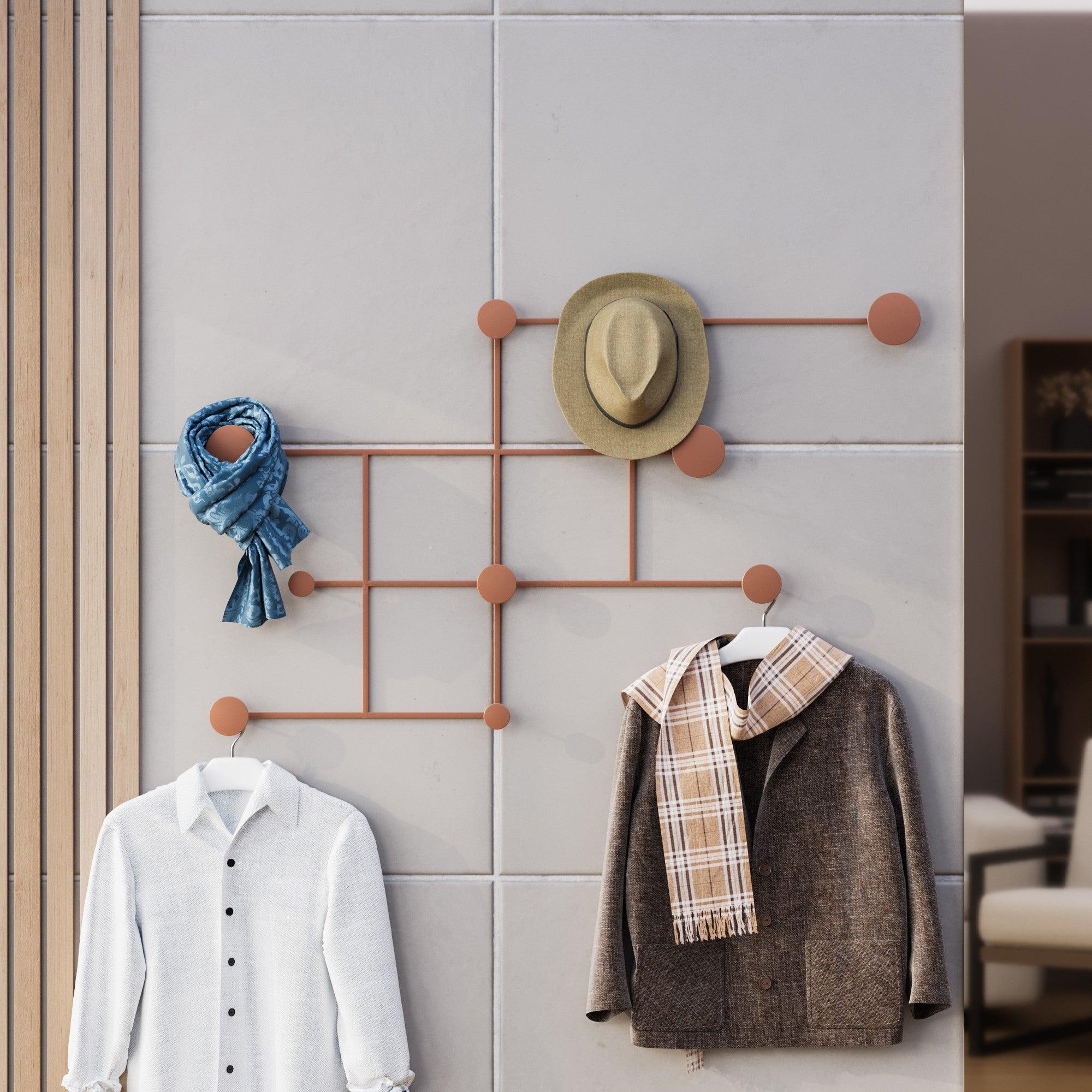 Cuier de hol metalic Metal Wall Hook Minimal 2, Cupru, 112x64x10 cm ...