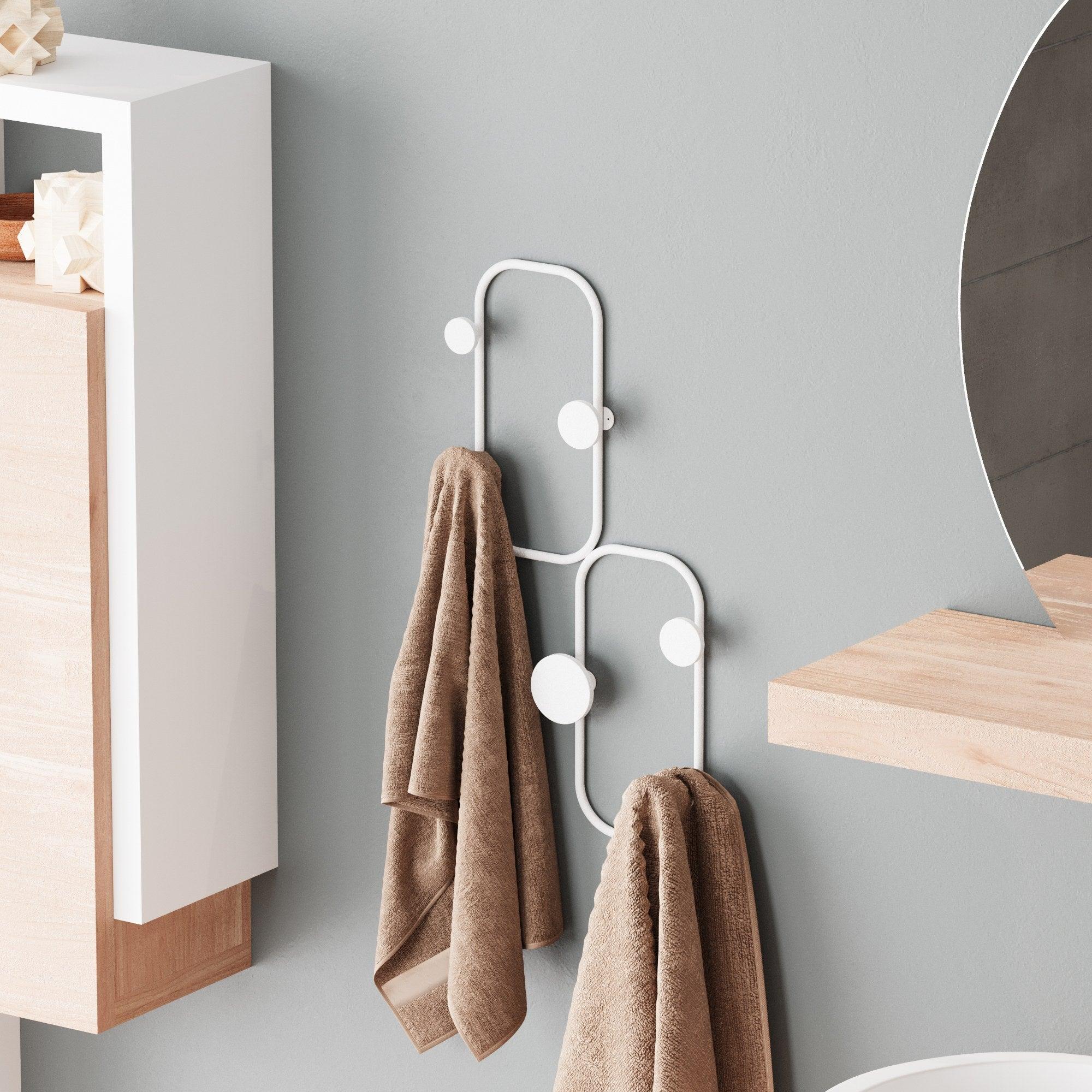 Cuier de hol metalic Metal Wall Hook Vintage 3, Alb, 26x5 cm – Adorehome