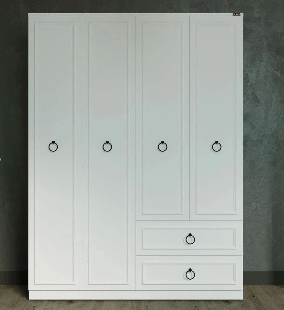 Dulap Haine Adore Hampton, 4 usi si 2 sertare, Alb, 140 x 185 x 52 cm ...