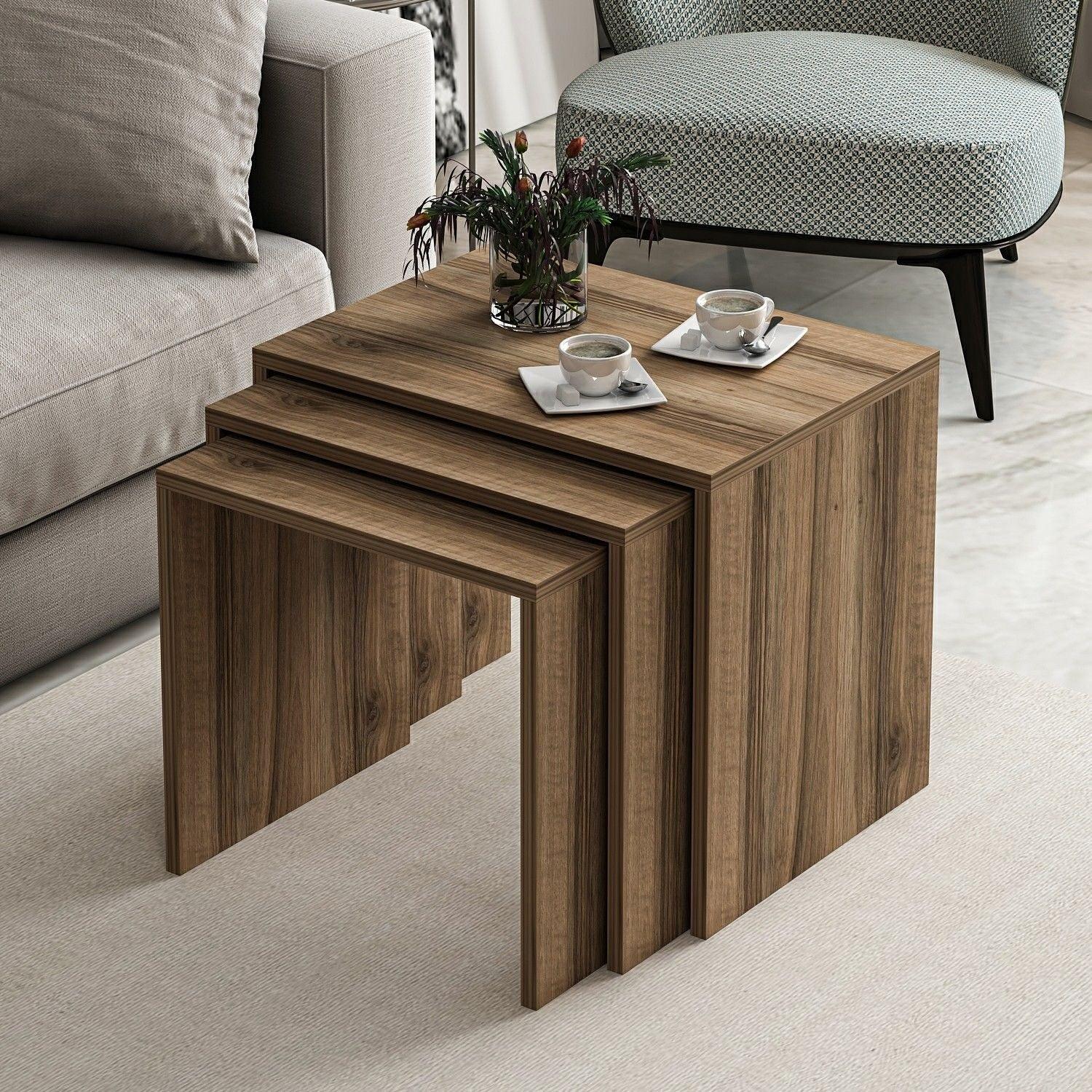 Masuta de Cafea Alya - Walnut, Nuc, 55x47x40 cm – Adorehome