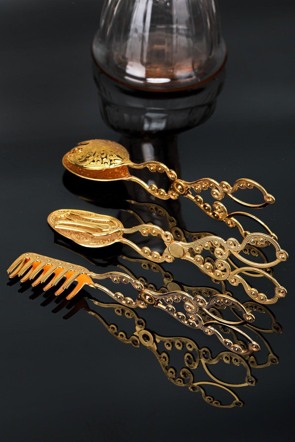 Set Clesti (3 Pieces), Aur, 4x4x22 cm – Adorehome