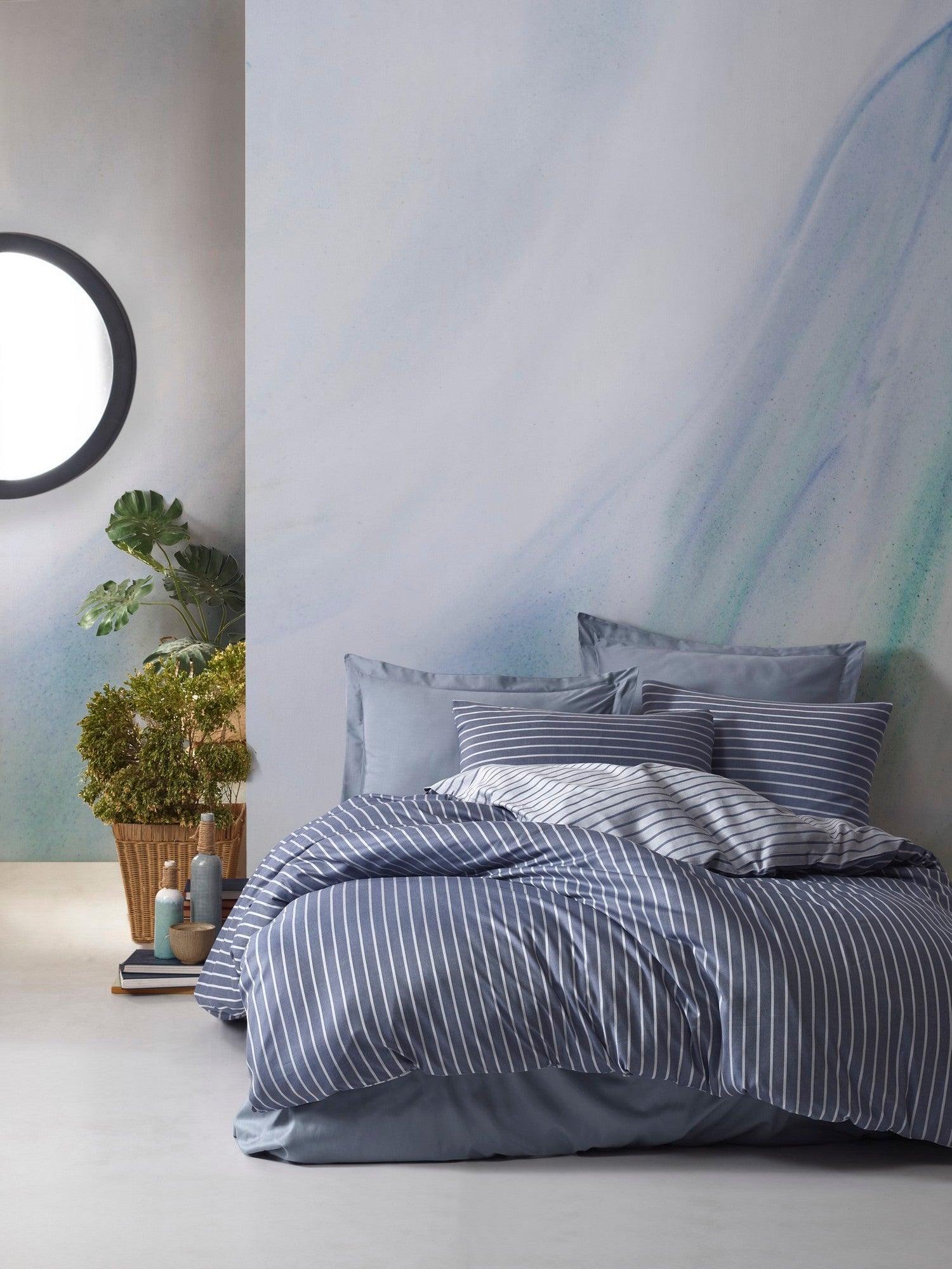 Set Lenjerie de pat double Navy, Fibra de Bambus, 200 x 220 cm – Adorehome