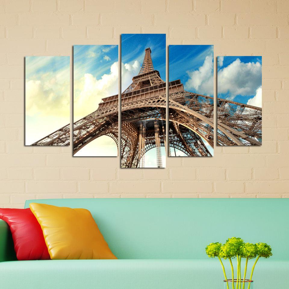 Tablou MDF ( 5 buc ) Paris Eiffel Turnul, Multicolor, 60x110 cm – Adorehome