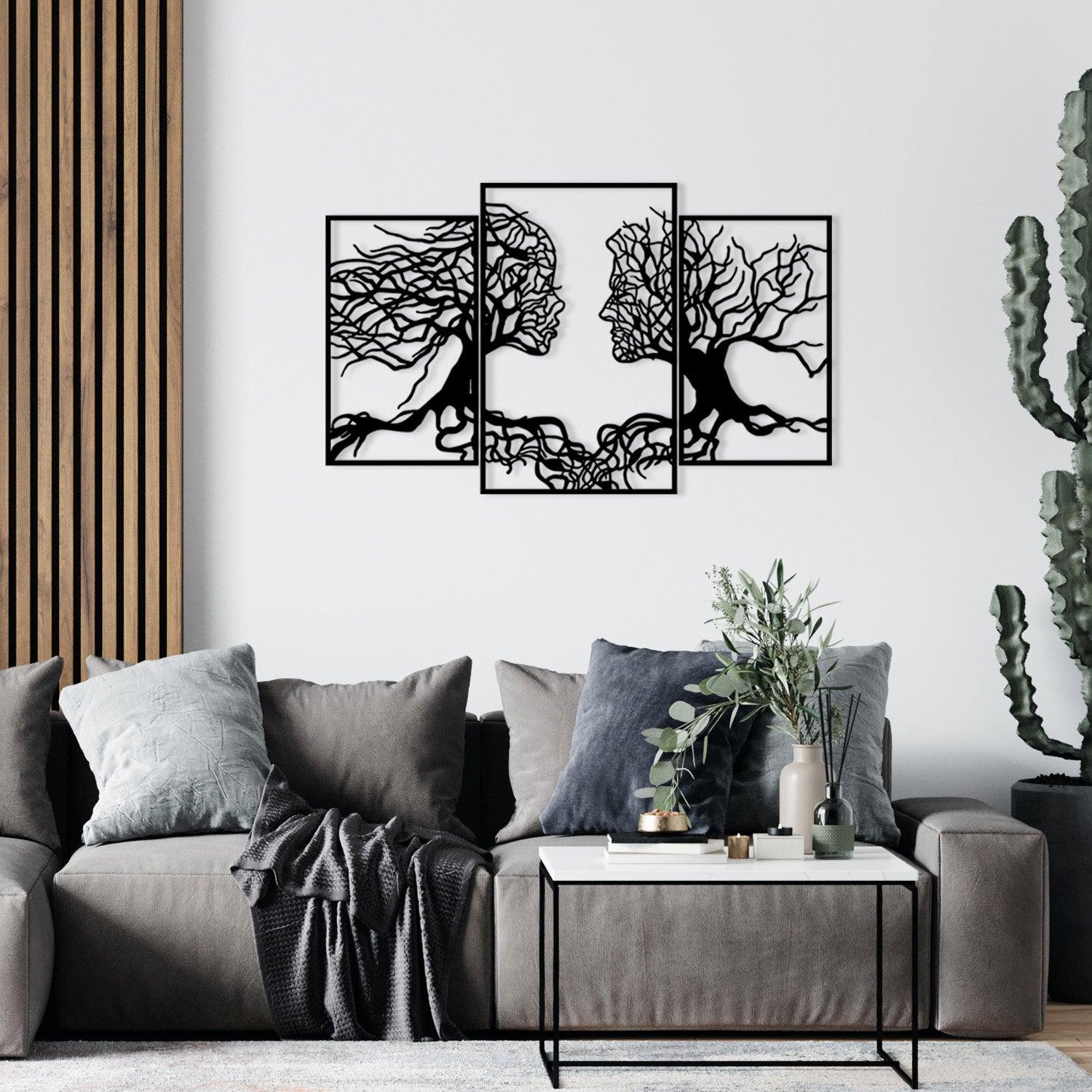 Decoratiune de perete Metal Love Tree, Negru, 71x0,12x116 cm – Adorehome