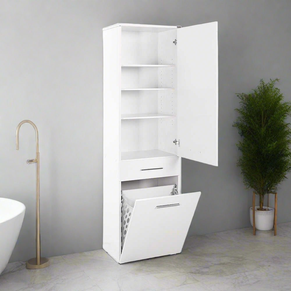 Dulap Baie cu cos de rufe Adore Diamond Maxi, Usa reversibila, Alb Luc ...